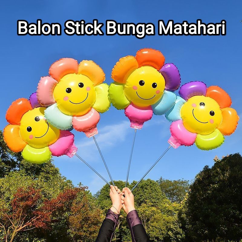 Jual Balon Bunga Matahari Jumbo Plus Stick Uk: 54 x 46.5cm Balon Bunga ...