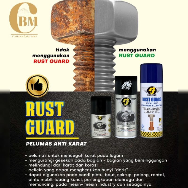 Jual Spray Rust Guard RJ LONDON Cairan Semprotan Pelumas Anti Karat Pembersih karat | Shopee ...