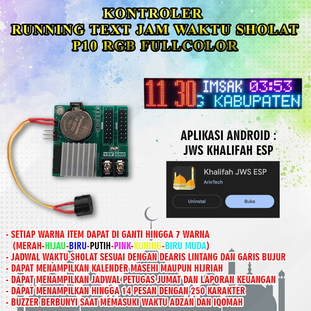Jual KONTROLER JAM WAKTU SHOLAT WIFI P10 RGB | Shopee Indonesia
