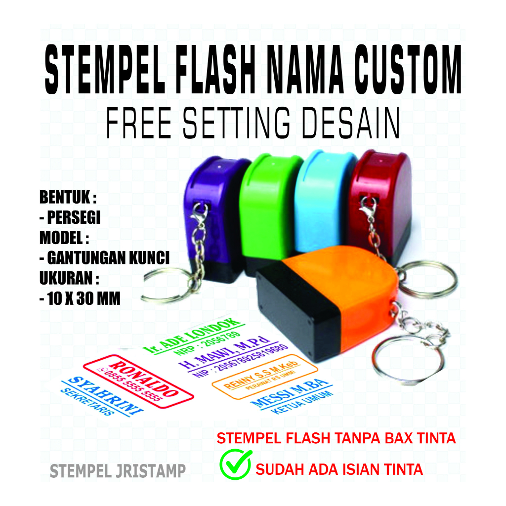 Jual Stempel nama / stempel nama no telepon / stempel ganci 10 x 30 ml ...