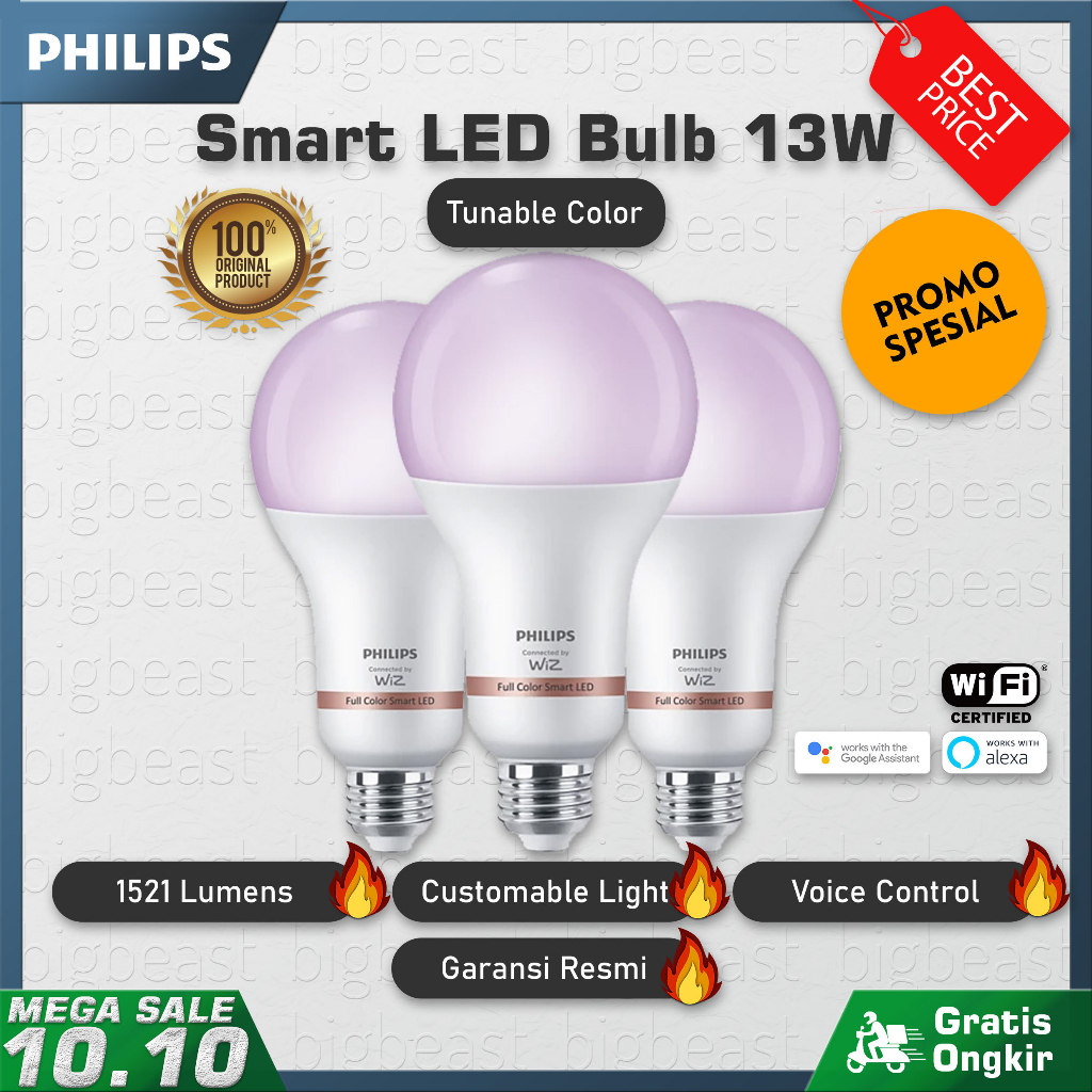 Jual Philips Smart WiFi Bluetooth Lampu LED 13W Tunable Color and White ...