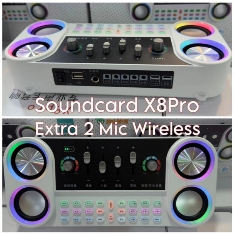 Jual Soundcard X8Pro. soundcard Karaoke X8Pro Extra 2 mic wireless ...