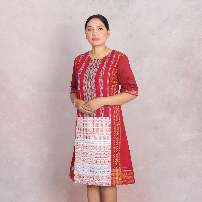Jual Dress Etnik Tenun Ulos RAGIHIDUP Asli Marun (Couple Dijual Terpisah) | Shopee Indonesia