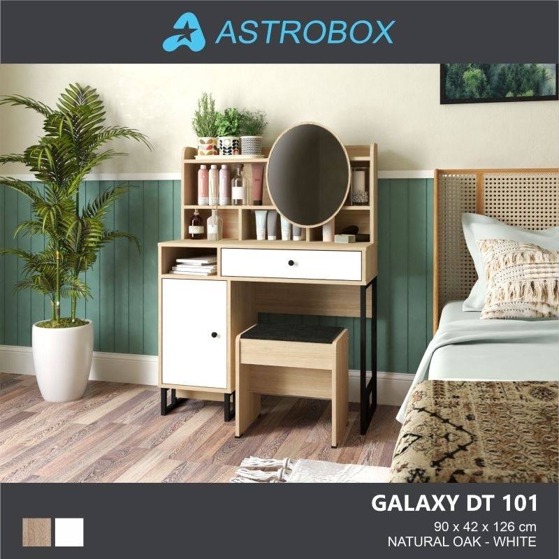 Jual Meja Rias Set Kursi Dressing Table Cermin Sliding Geser Japandi ...