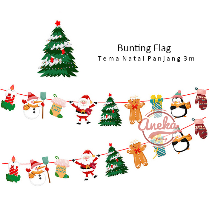 Jual banner Natal / bunting flag Ornamen Natal / Banner ornamen Pohon ...