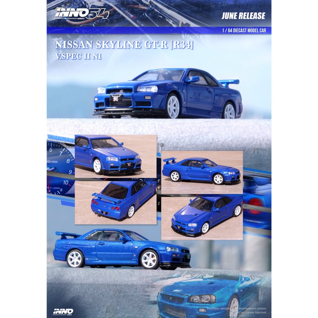 Jual Inno64 Nissan Skyline GTR R34 V-Spec II Bayside Blue / Diecast ...