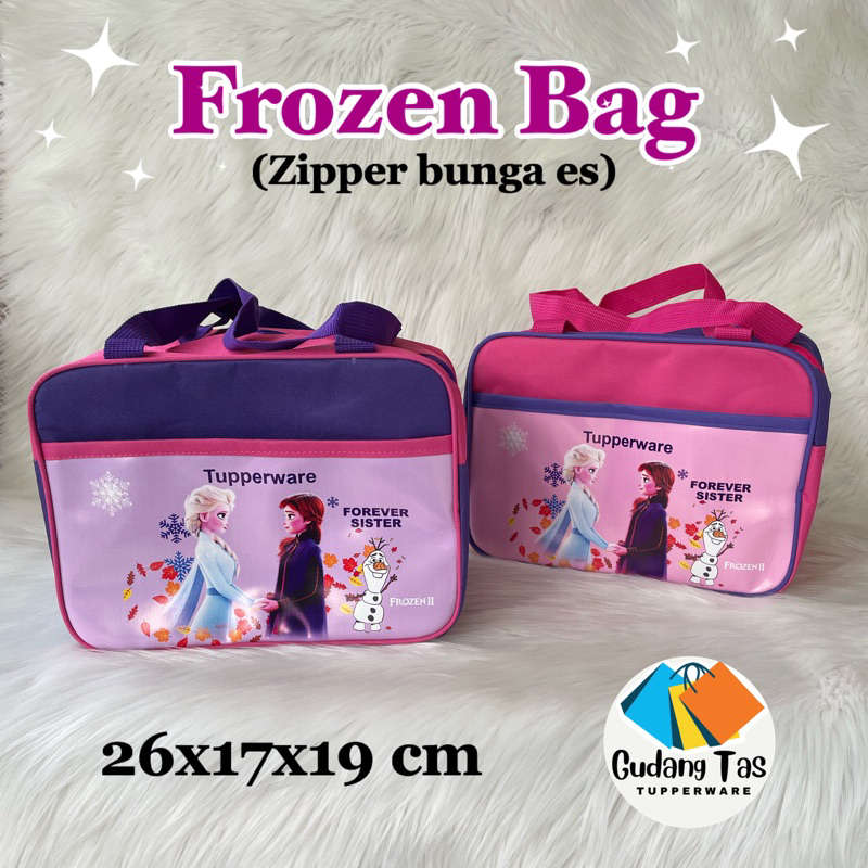 Jual Tas bekal Frozen Tupperware (zipper bunga es) | Shopee Indonesia