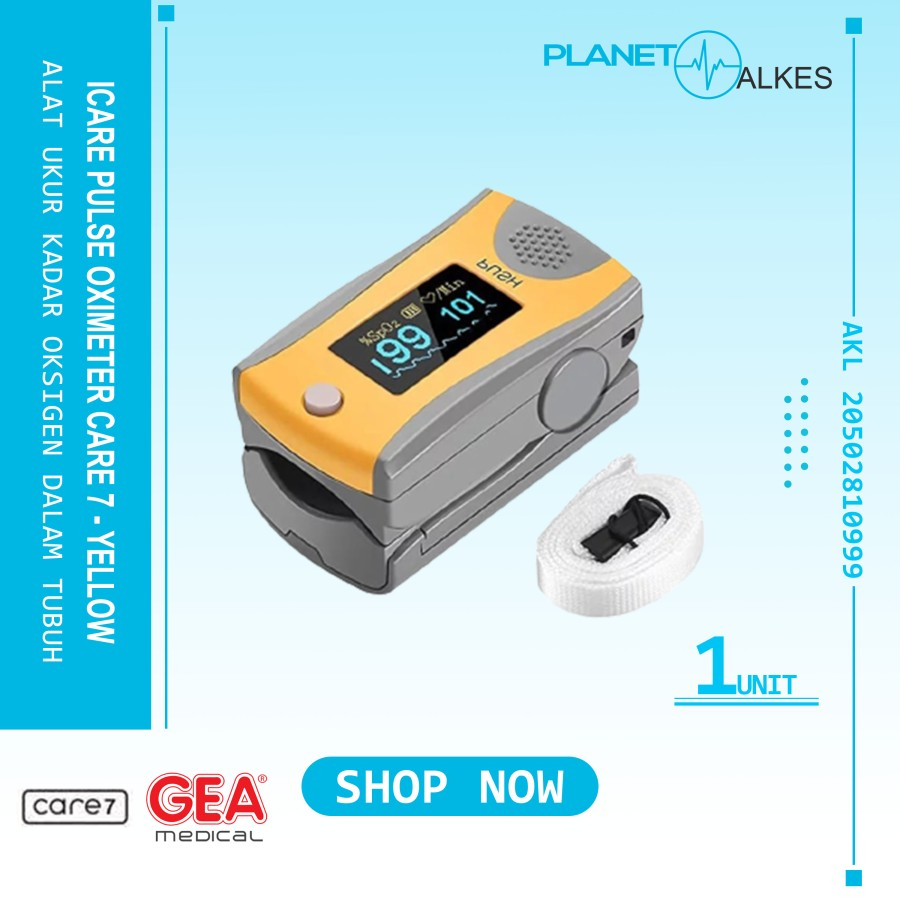 Jual Pulse Oximeter Dewasa ICARE CARE 7 YELLOW Fingertip Pulse Oxymeter ...