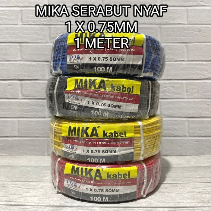 Jual KABEL SERABUT TEMBAGA 1 METER NYAF 1x0.75 MIKA TEMBAGA MURNI SNI | Shopee Indonesia