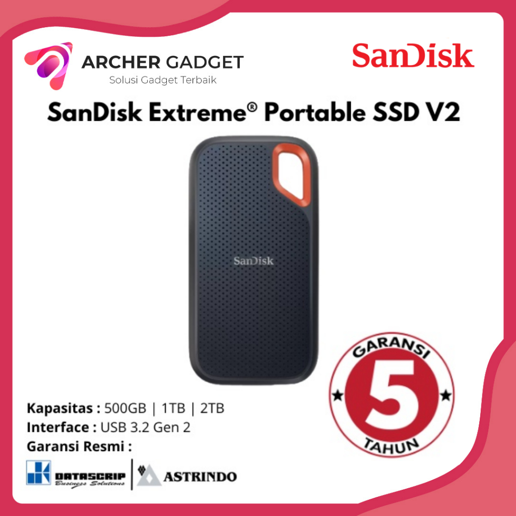 Jual SSD External Eksternal Portable Portabel 500GB 1TB 2TB 4TB TERA Sandisk Extreme V2 E61 ...