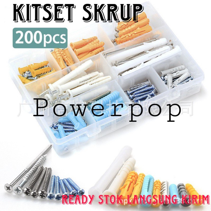 Jual Skrup baut dinding paketan isi 200pcs screw kit set Free box ...