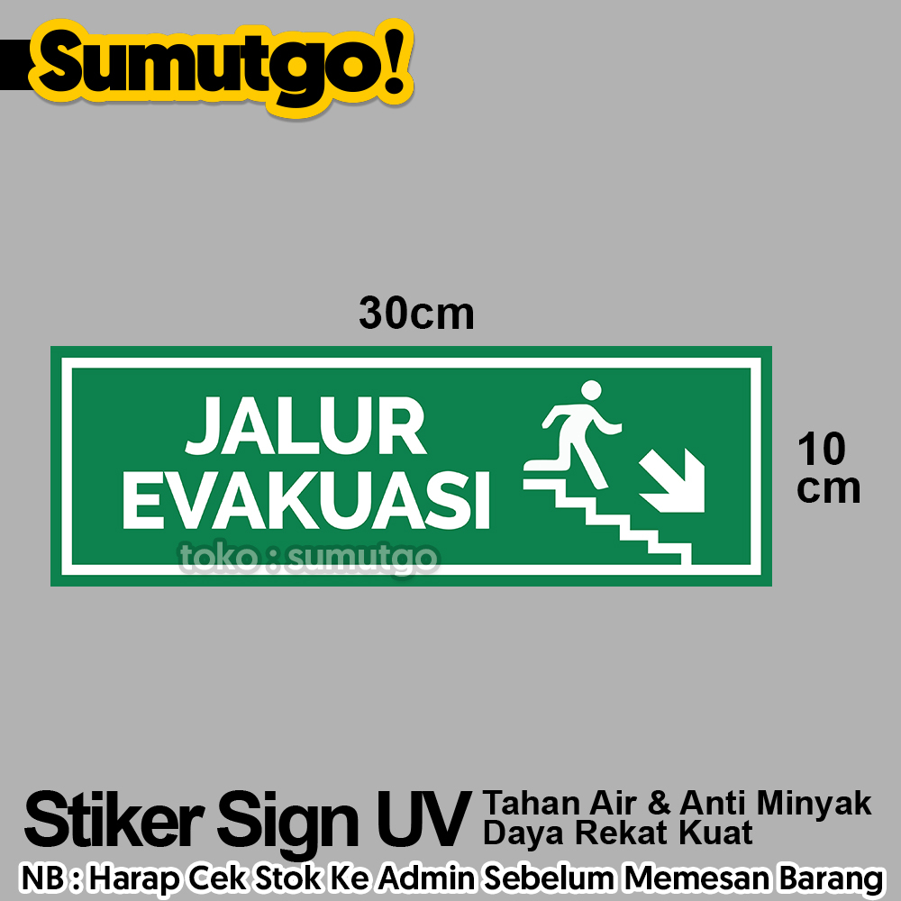 Jual Stiker Tulisan Jalur Evakuasi Tangga Arah Kanan Hijau Right Stairs ...