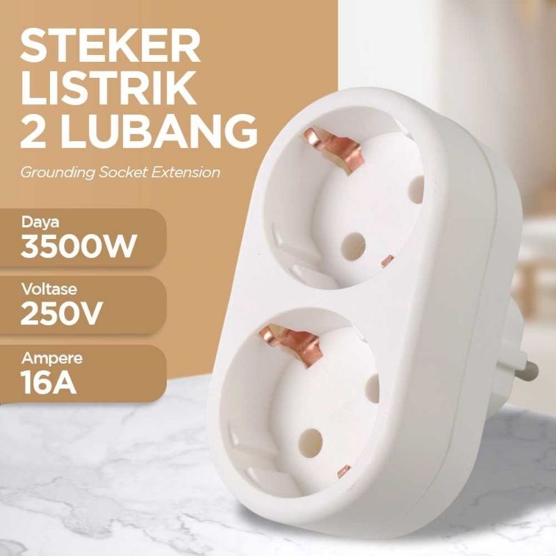 Jual Steker Listrik 2 Lubang Colokan Socket Listrik Ganda | Shopee ...