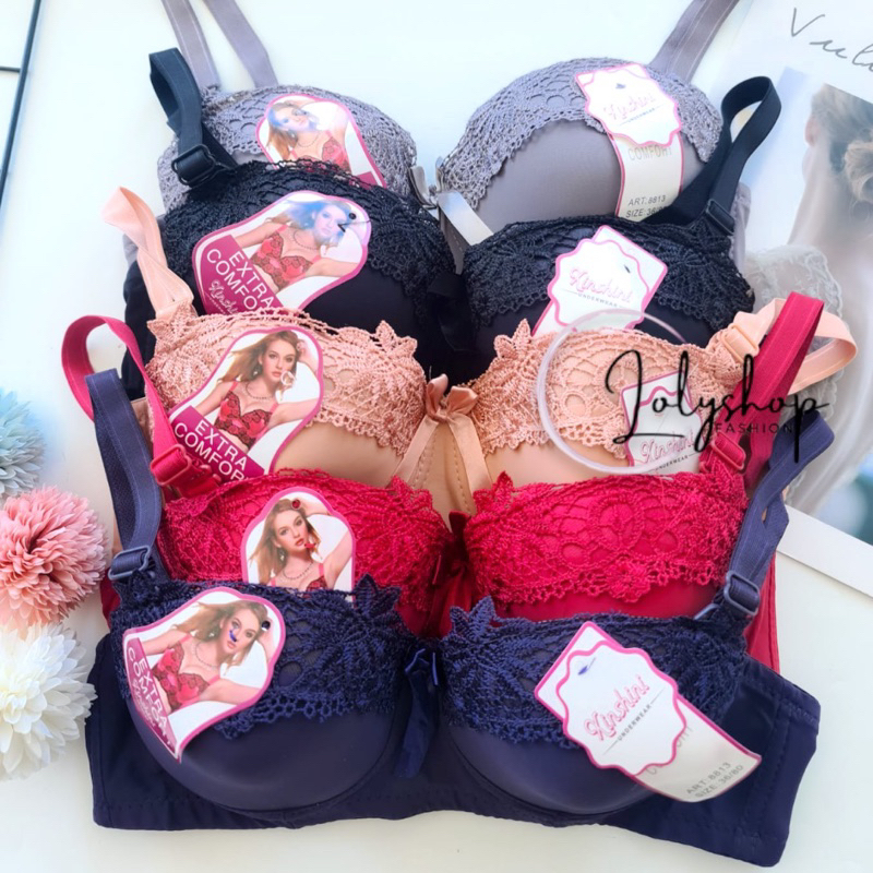 Jual BRA / BH Busa Half Cup Bordir Atas BerKawat Kait 3 #8813 | Bra Push Up | Shopee Indonesia