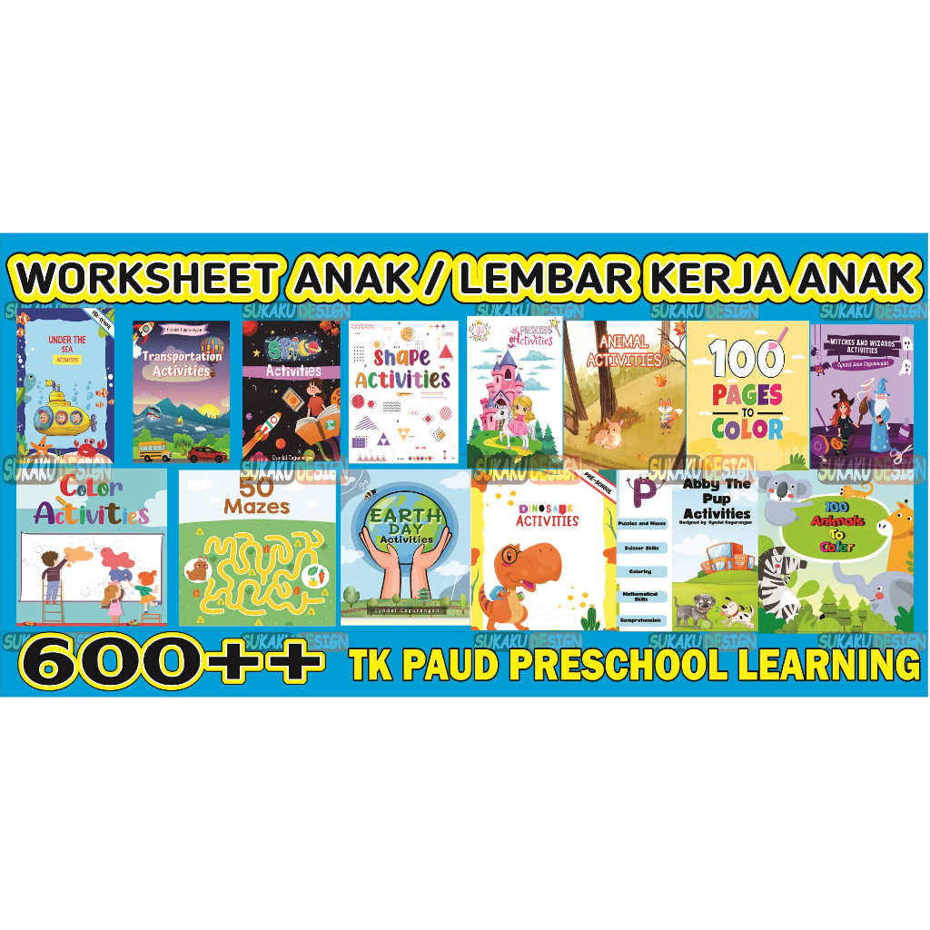 Jual Worksheet Printable Aktivitas Anak Usia 2-6 Tahun TK PAUD ...