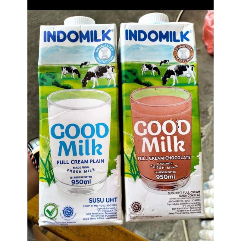 Jual INDOMILK Susu UHT Full Cream Plain / Chocolate 950 ml | Shopee Indonesia