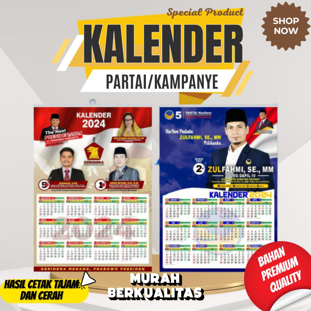 Jual KALENDER DINDING CUSTOM 2024 A3+ | KALENDER PARTAI | KALENDER ...