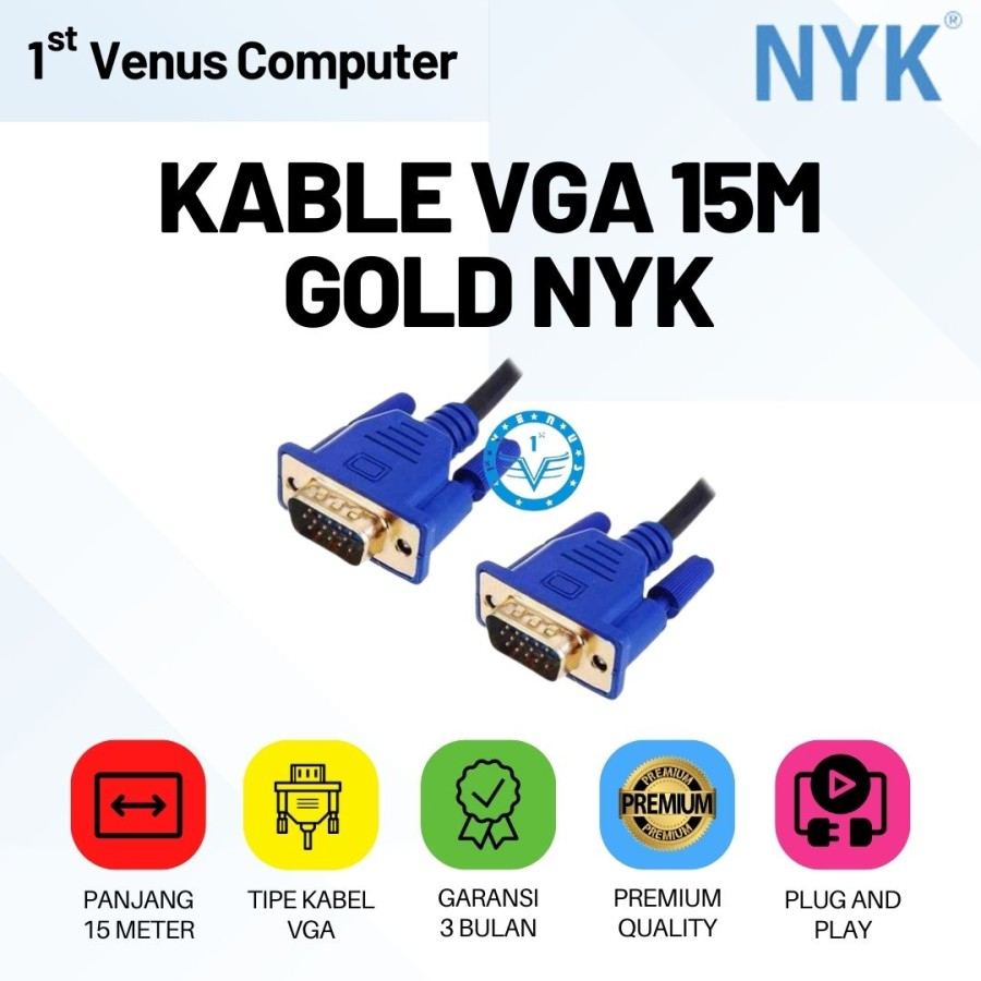 Jual KABEL VGA 15M GOLD NYK CABLE VGA 15 METER GOLD / CAB50-NYK | Shopee Indonesia
