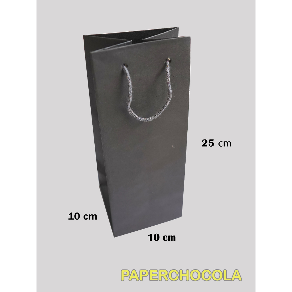 Jual Paper bag 10x10x25 (PxLxT) paperbag BOTOL MINUMAN hitam polos ...