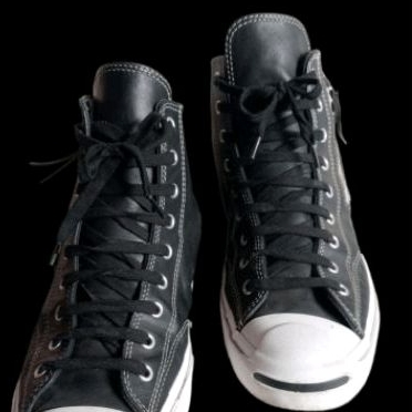 Jual converse jack purcell leather side zipper black white hi | Shopee ...