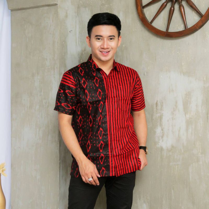 Jual Baju Adat Lengan Pendek/Kemeja Lurik/Baju Adat Jawa Tradisional/Kemeja Salur/Kemeja Tenun ...