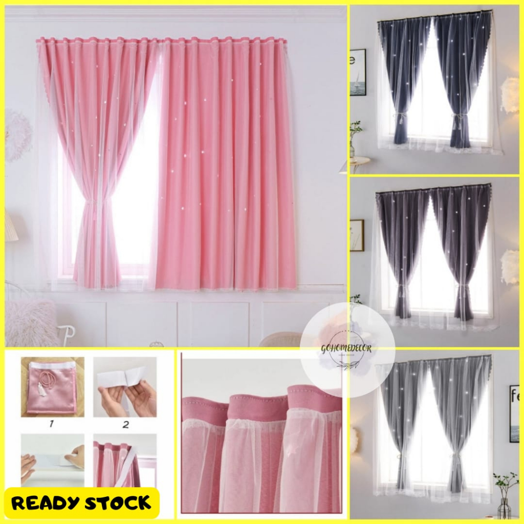 Jual GHD Blackout Magic Curtain / Tirai Gorden Hordeng Polos Warna Warni Pintu Jendela Tanpa Bor ...
