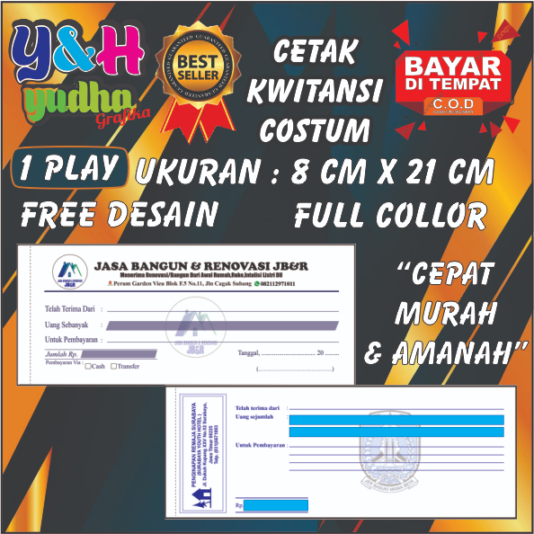 Jual kwitansi custom 1 play free desain gratis desain y&h yudha grafika ...