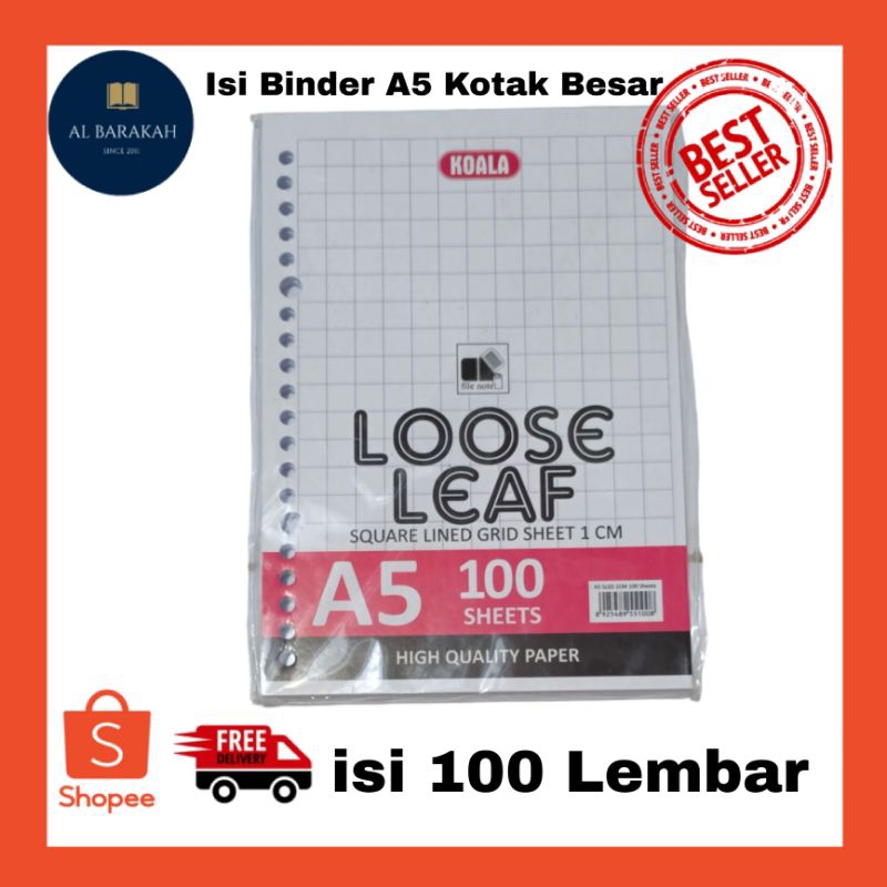Jual ISI BINDER KOTAK BESAR A5 ISI 100 LEMBAR / LOOSE LEAF GRID / PETAK / KOTAK / FILE NOTE ...