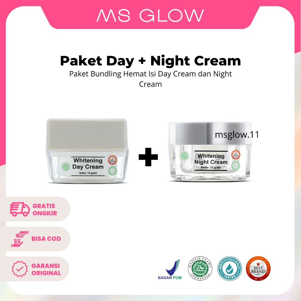 Jual 03. Paket Bundling MS Glow Day Cream dan Night Cream Whitening ...