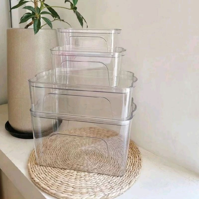 Jual Box storage Kotak Bening Aesthetic Estetik dengan tutup plastik ...