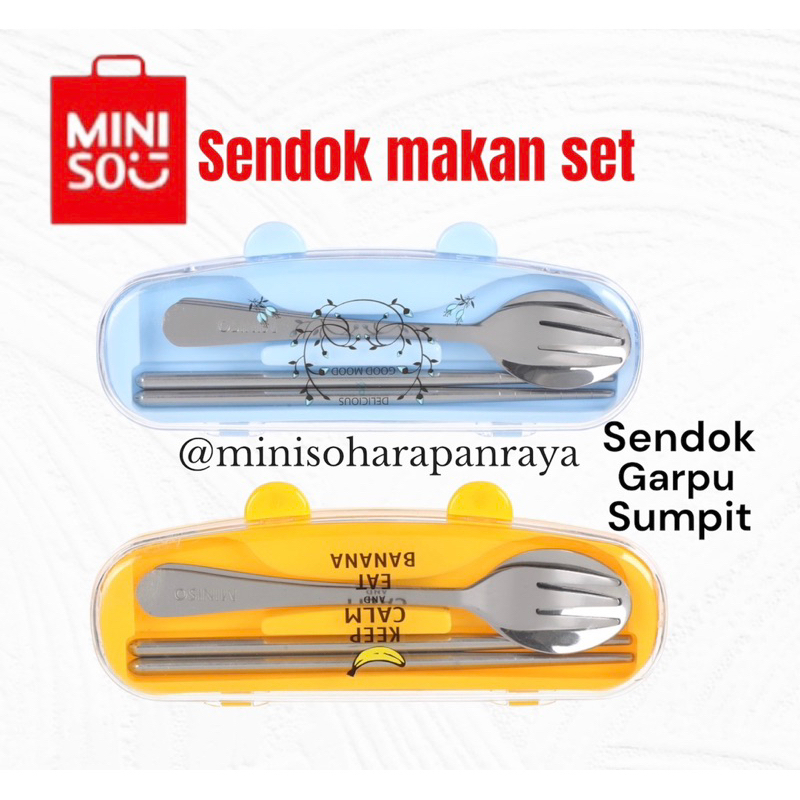 Jual MINISO sendok makan set stainles steel garpu,sendok&sumpit ...