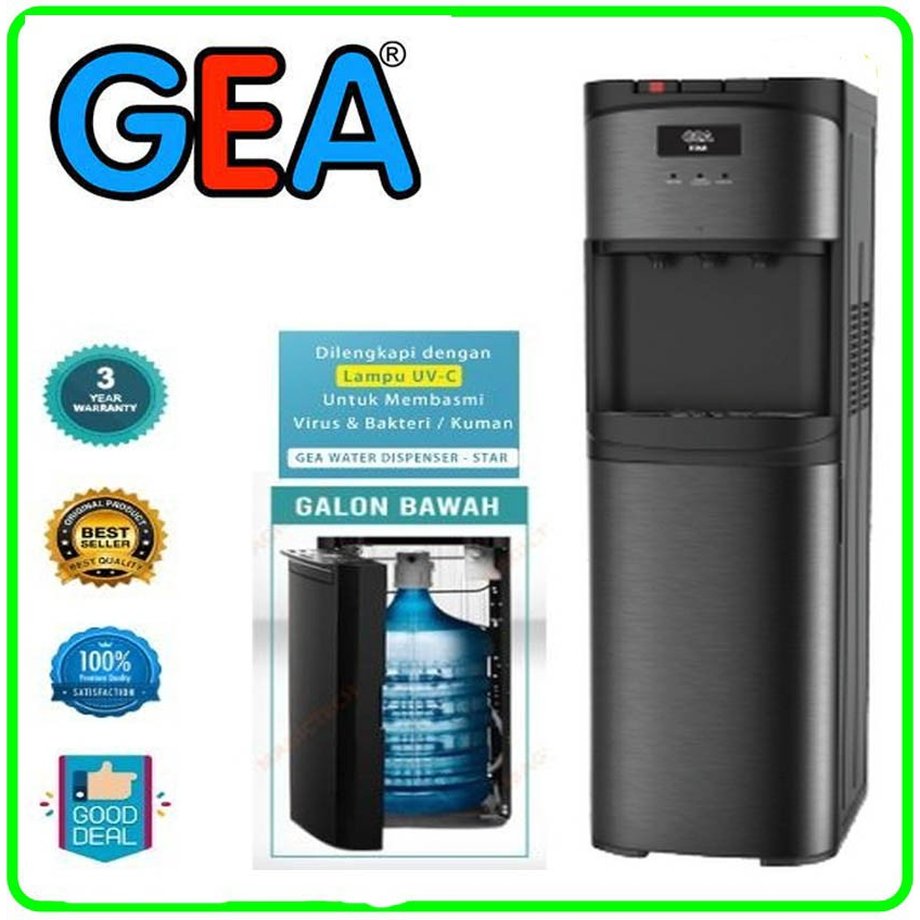 Jual DISPENSER GEA GALON BAWAH GEA STAR UV 3 Kran + Sinar Ultra violet ...