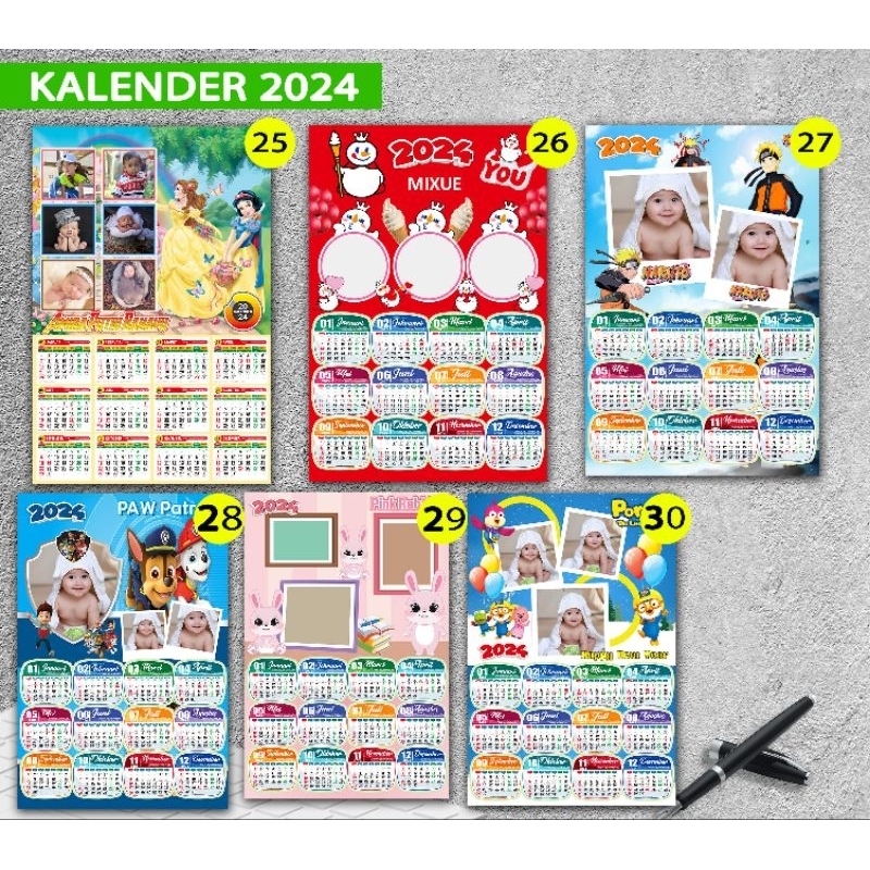Jual kalender karakter 2025 Custom (Doraemon, Hello Kitty, Spongebob ...