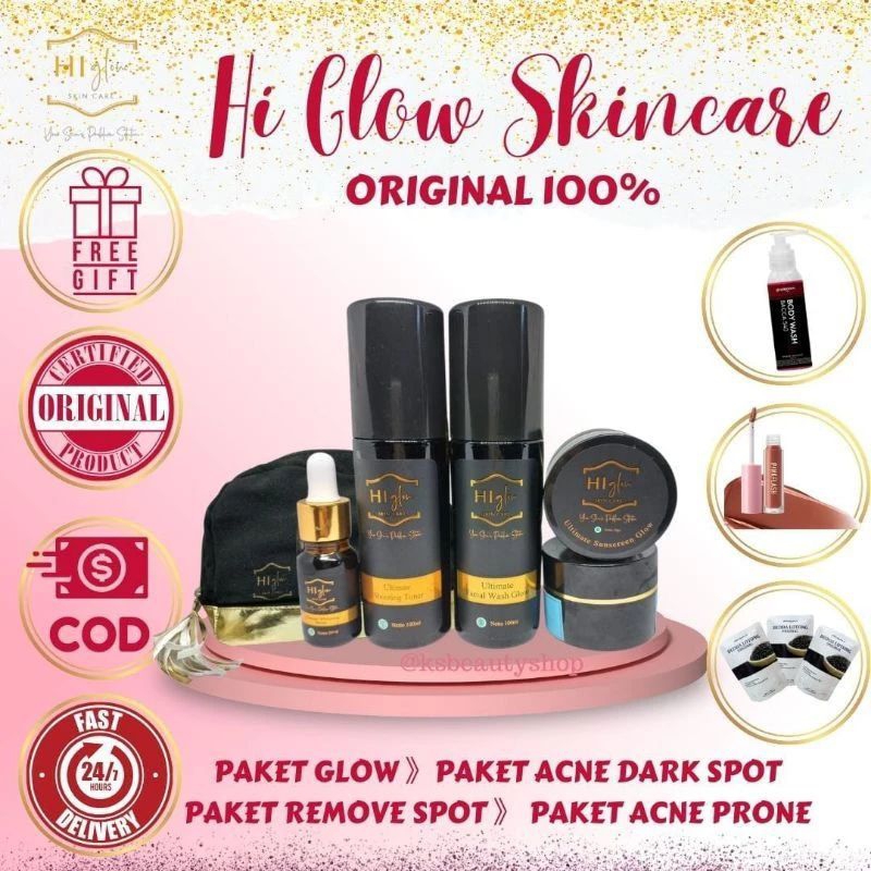 Jual Paket Hi Glow Skincare Acne Pron/Acne Drak Spot/Remove Spot/Night ...