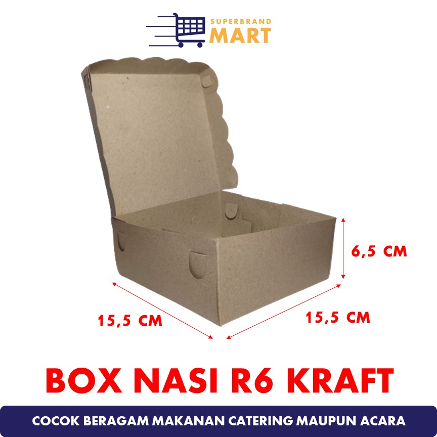 Jual Paper Lunch Box Kraft Brown R6 Kotak Dus Nasi Catering 15.5x15.5x6 ...