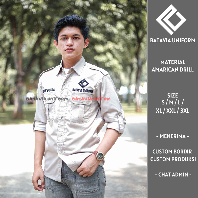 Jual Baju Kemeja PDL Lengan Panjang - Seragam Kerja PDL PDH Lapangan Harian Bahan American Drill ...