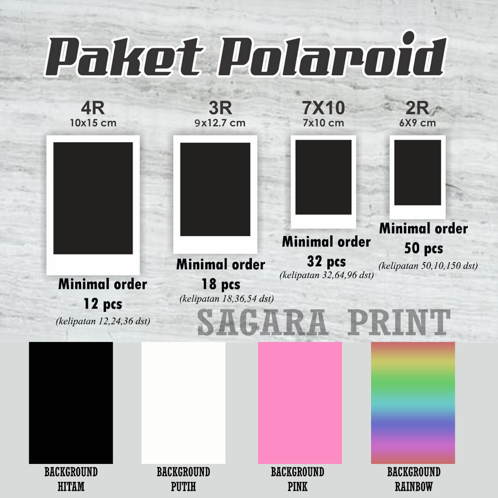 Jual CETAK FOTO POLAROID UKURAN 2R,7X10,3R,4R CUSTOM BACKGROUND DAN ...