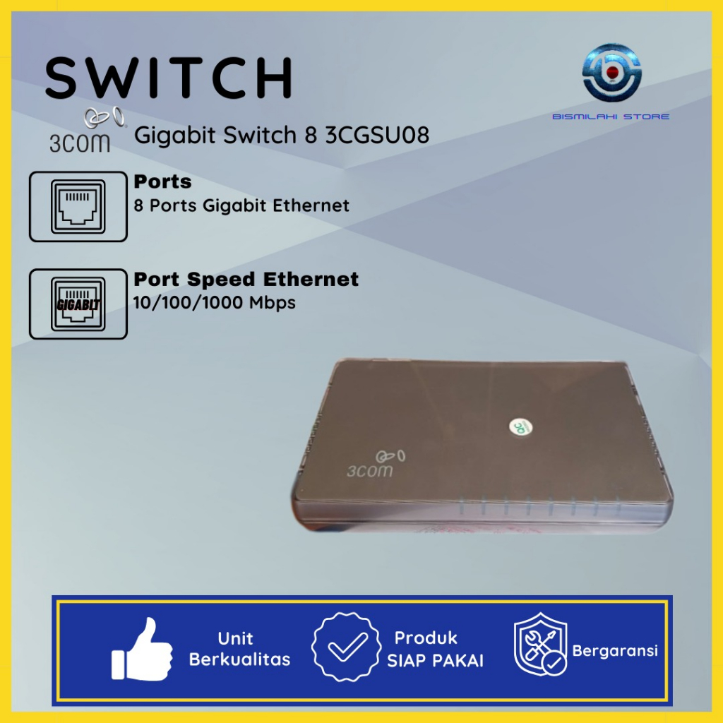 Jual Switch Hub Gigabit 8 Port 3Com 3CGSU08 Unit Normal Siap Pakai ...