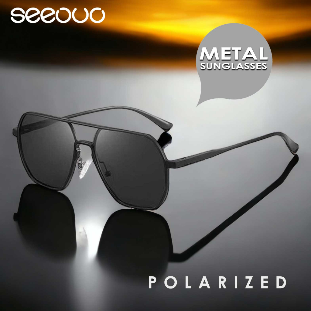 Jual Seeouo Kacamata Hitam Sunglasses Polarized Anti Silau UV400 Model Aviator Kotak Tony Stark ...