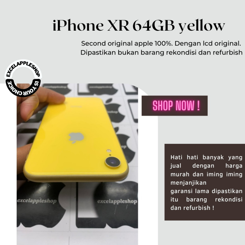 Jual Iphone Xr 64GB Yellow fullset ex inter original dijamin lcd ...