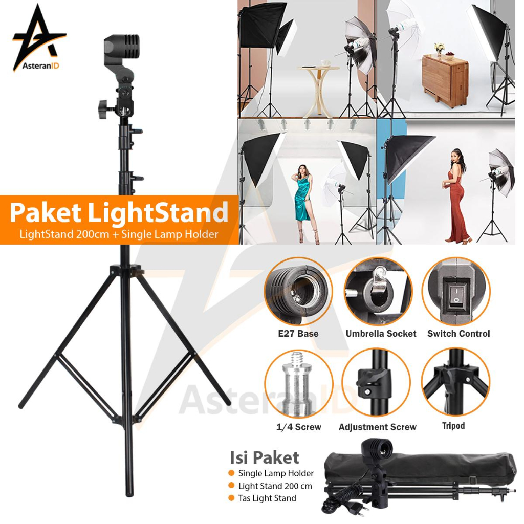 Jual Paket Light Stand 2M Plus Single Lamp Holder Foto Studio Paket Lighting Studio | Shopee ...