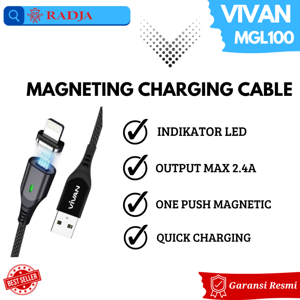 Jual Vivan MGL100 Kabel Data Lightning Super Strong Magnetic QC 2.4A ...