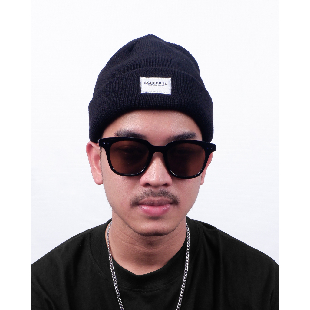 Jual ( Gratis Stiker ) Scribbles Beanie Hat Topi Kupluk Pria Hitam ...