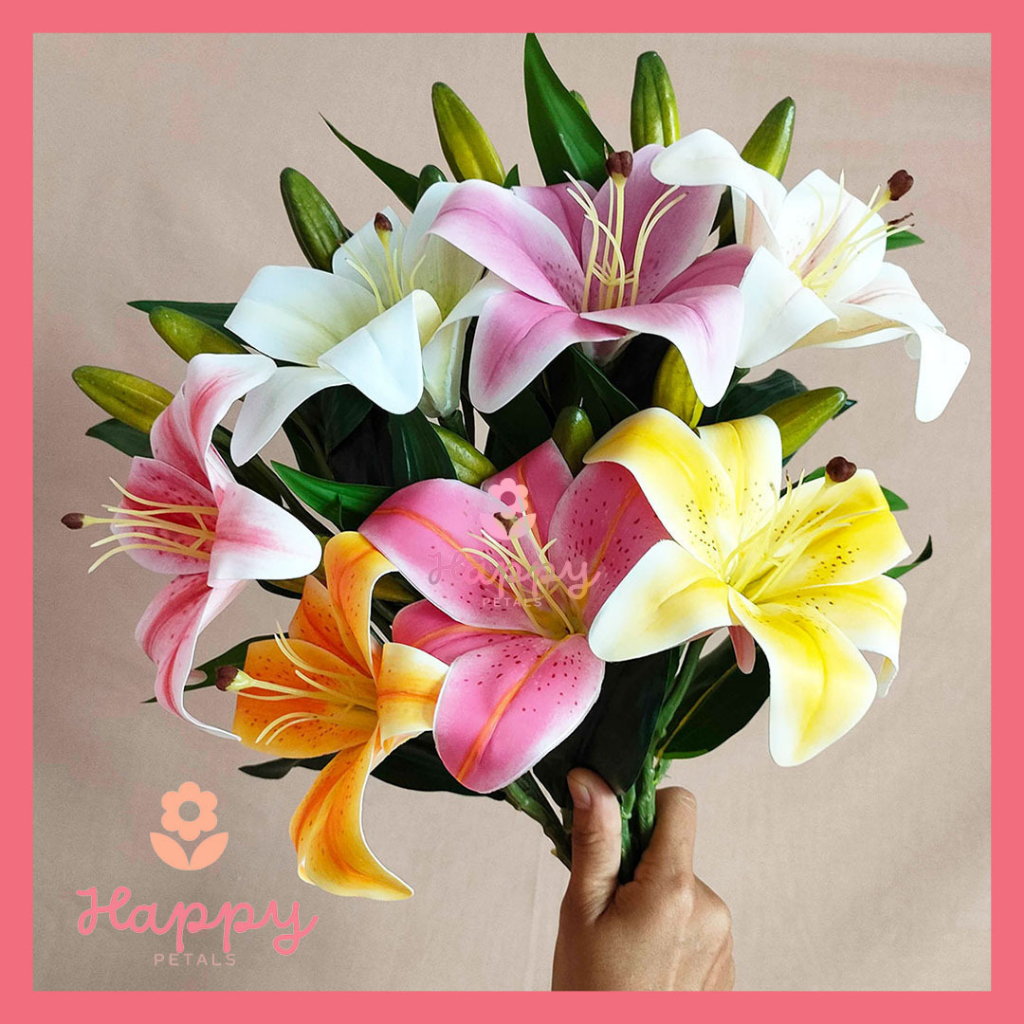 Jual Real Touch Lily Flower Bunga Lily Imitasi Latex Artificial ...