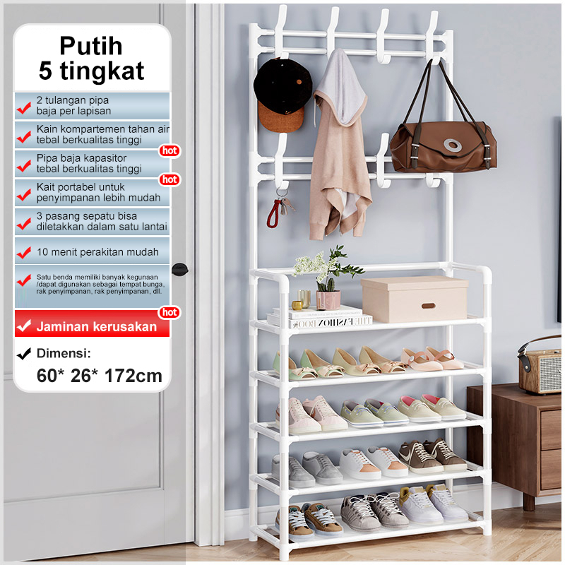 Jual Stand Hanger Rak Sepatu Penyimpanan Tempat Topi Rak Pakaian ...