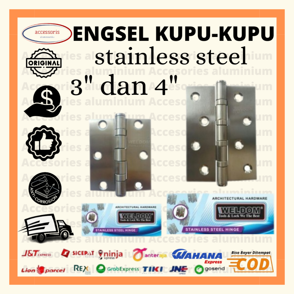 Jual Engsel Kupu-Kupu Stainless Steel 4inch / Engsel Pintu Jendela ...