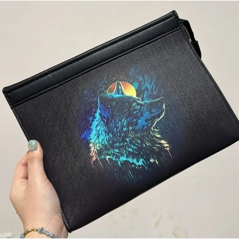 Jual Tas Tangan Kulit Unisex Clutch Pria Wanita (WOLF) | Shopee Indonesia