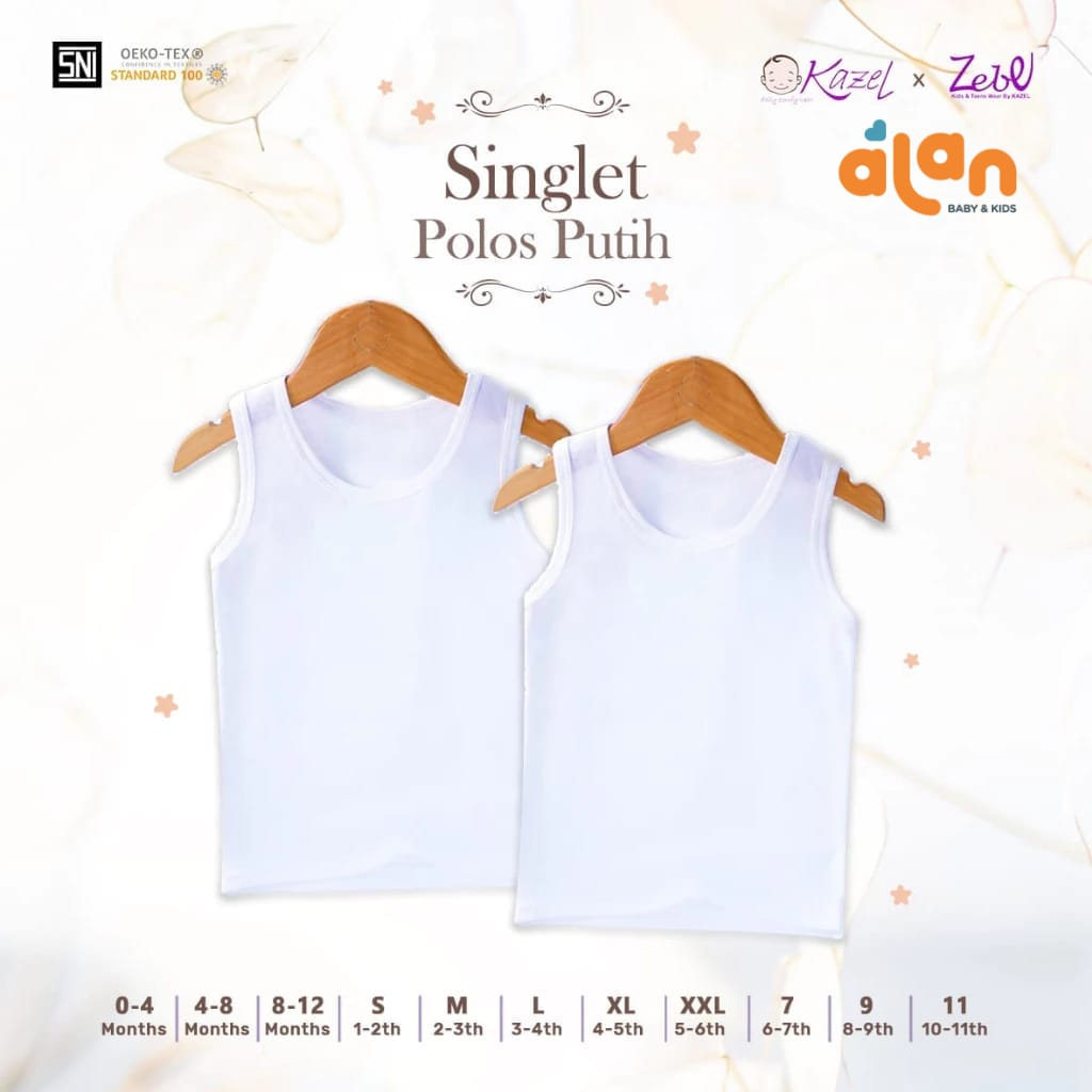 Jual Zebe Singlet Polos Putih 6pcs (ZB-SPP) | Shopee Indonesia