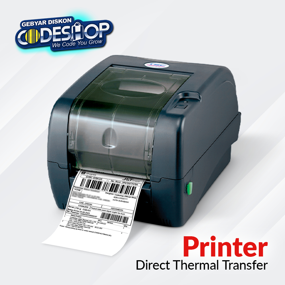Jual TSC TTP-345 Printer Barcode Direct Thermal Transfer 300dpi USB Cetak Label Stiker | Shopee ...