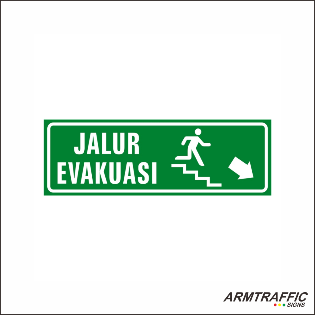 Jual SIGN TANDA ARAH PETUNJUK RAMBU JALUR EVAKUASI K3 TURUN TANGGA 10 X 30 CM | Shopee Indonesia